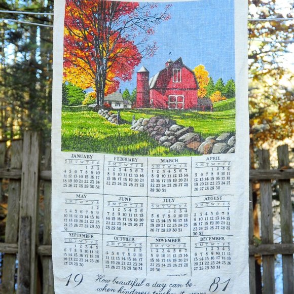Vintage | Wall Decor | Vtg 981 Country Farm Red Barn Stone Wall ...